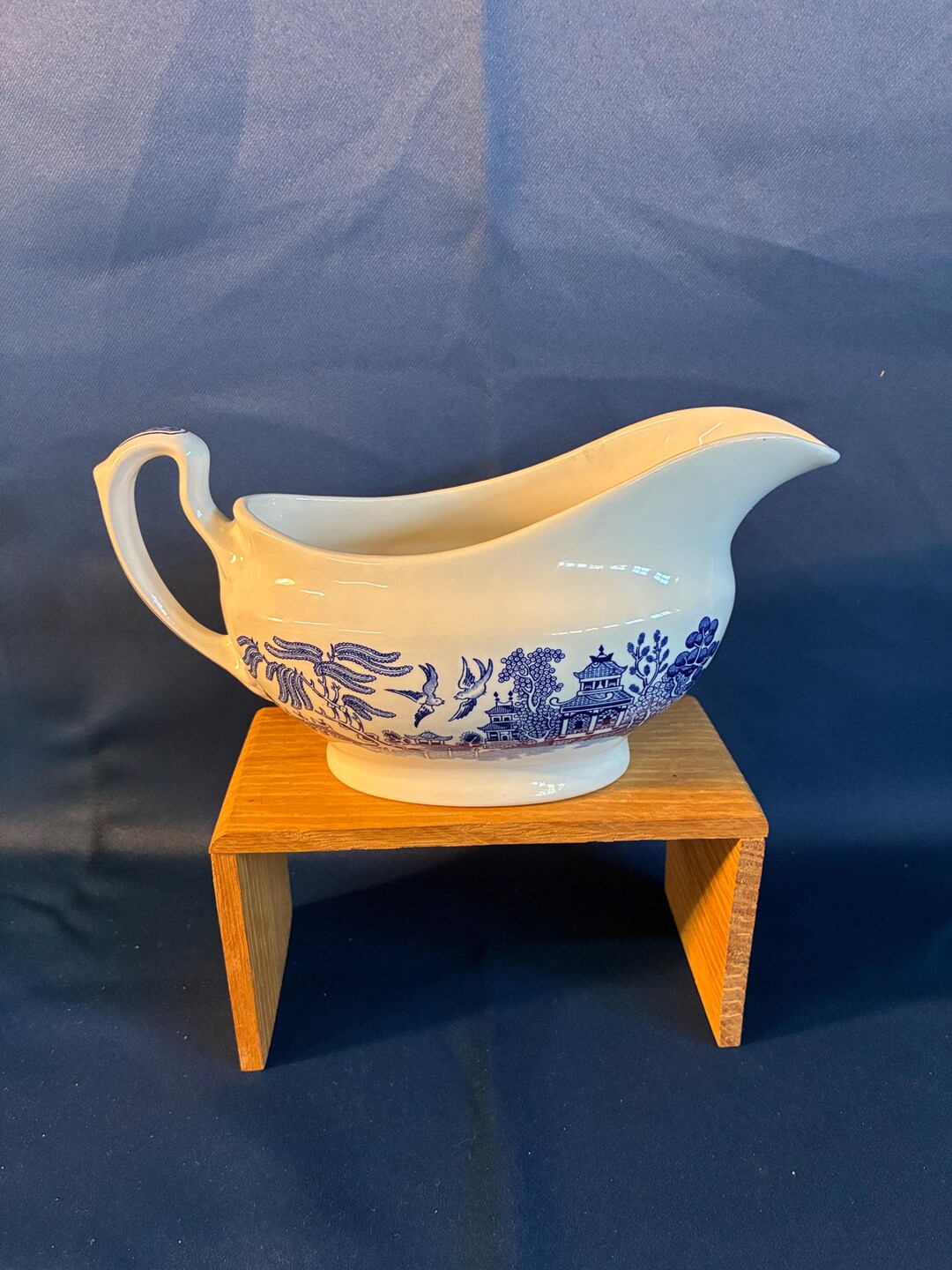 Churchill Blue Willow Gravy Boat - Etsy
