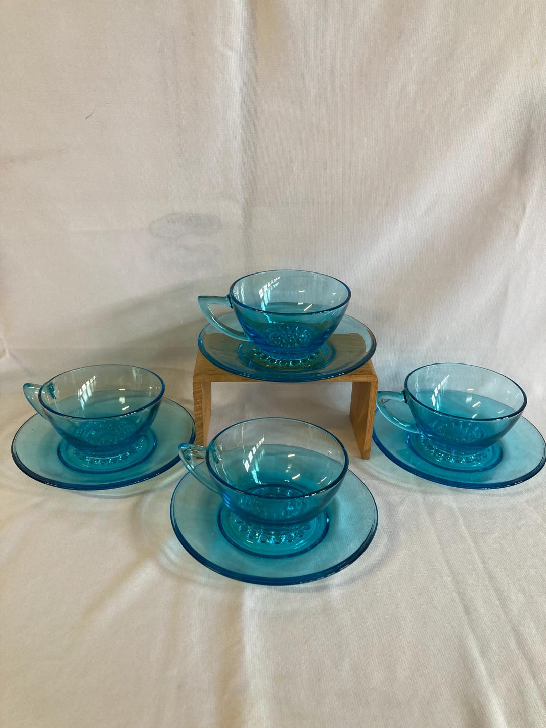 4 Hazel Atlas Capri Azure Blue Cup and Saucer Sets - Etsy