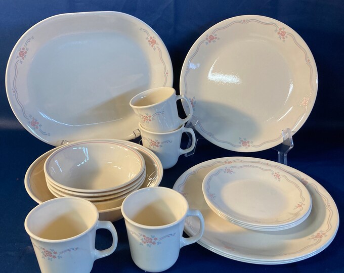 18 Piece Corelle English Breakfast Dinnerware Set, Service for 4 - Etsy