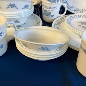 24 Piece Corelle Blue Hearts Dinnerware Set Service for 4 - Etsy