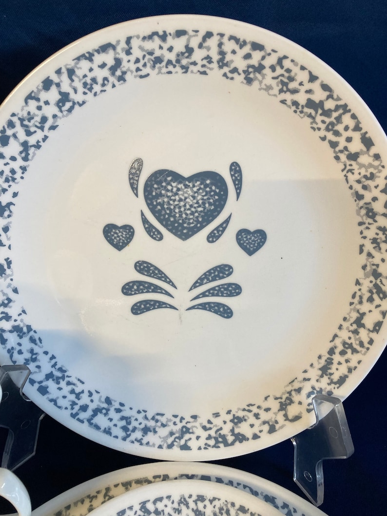 24 Piece Corelle Blue Hearts Dinnerware Set Service for 4 - Etsy