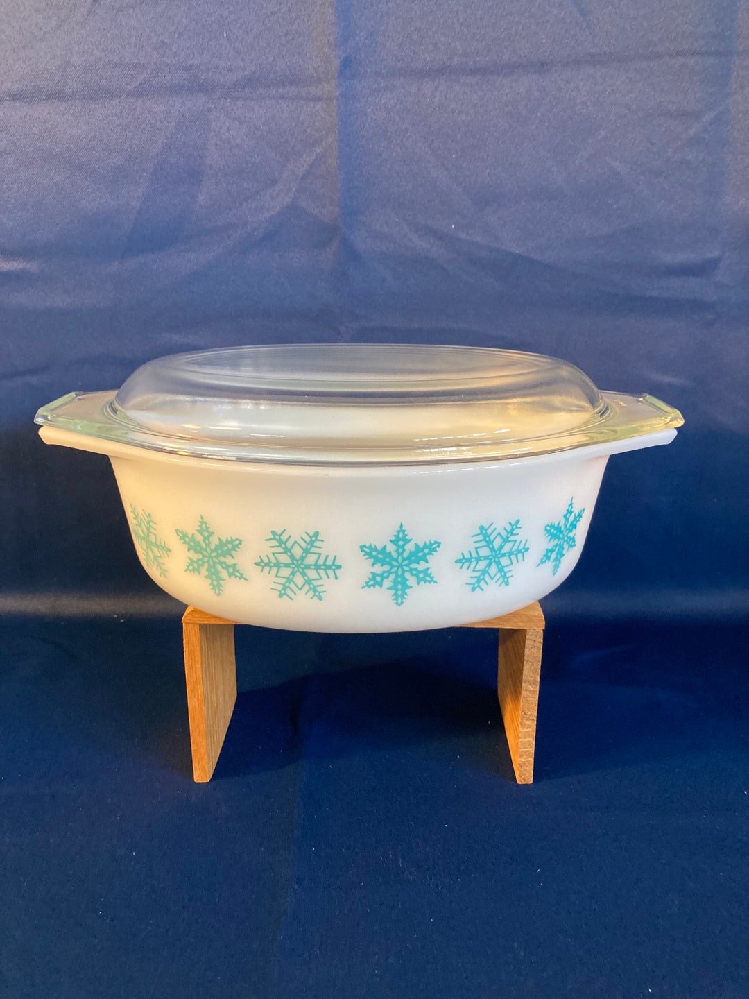 Pyrex Turquoise Snowflake 1 1/2 Quart Oval Casserole - Etsy