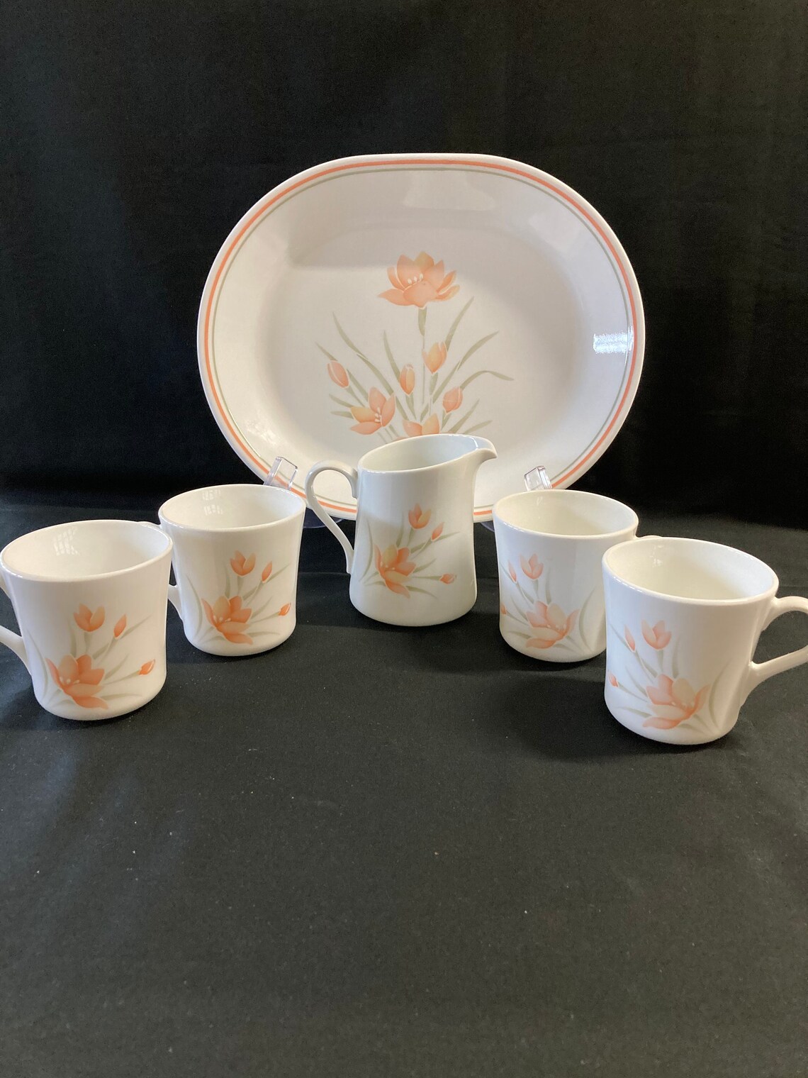 6 Piece Lot of Corelle Peach Floral Dinnerware - Etsy