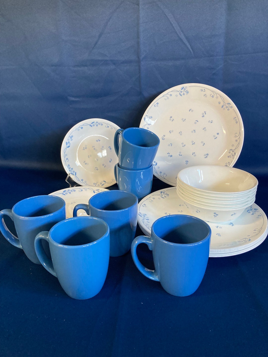 24 Piece Corelle Provencial Blue Dinnerware Set, Service for 6 - Etsy