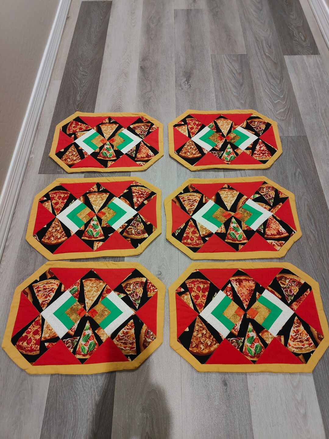 Set of 6 Quilted Pizza Placemats - Etsy