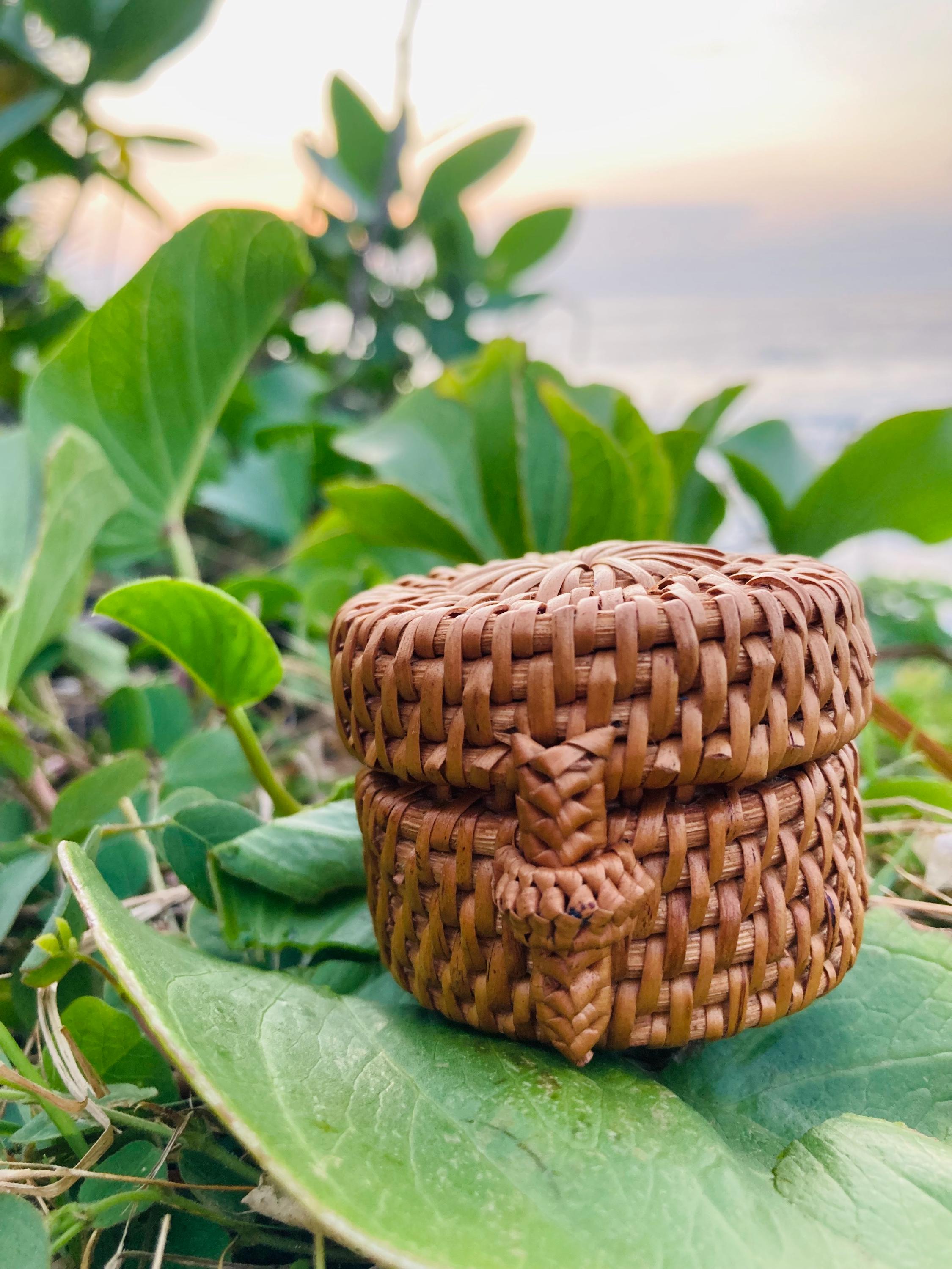 Miniature Handwoven Rattan Container Mini Basket Jar Weaving Made in ...