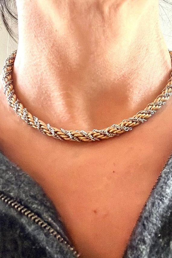 Vintage Napier Twisted Dual Tone Rope Chain - Gem