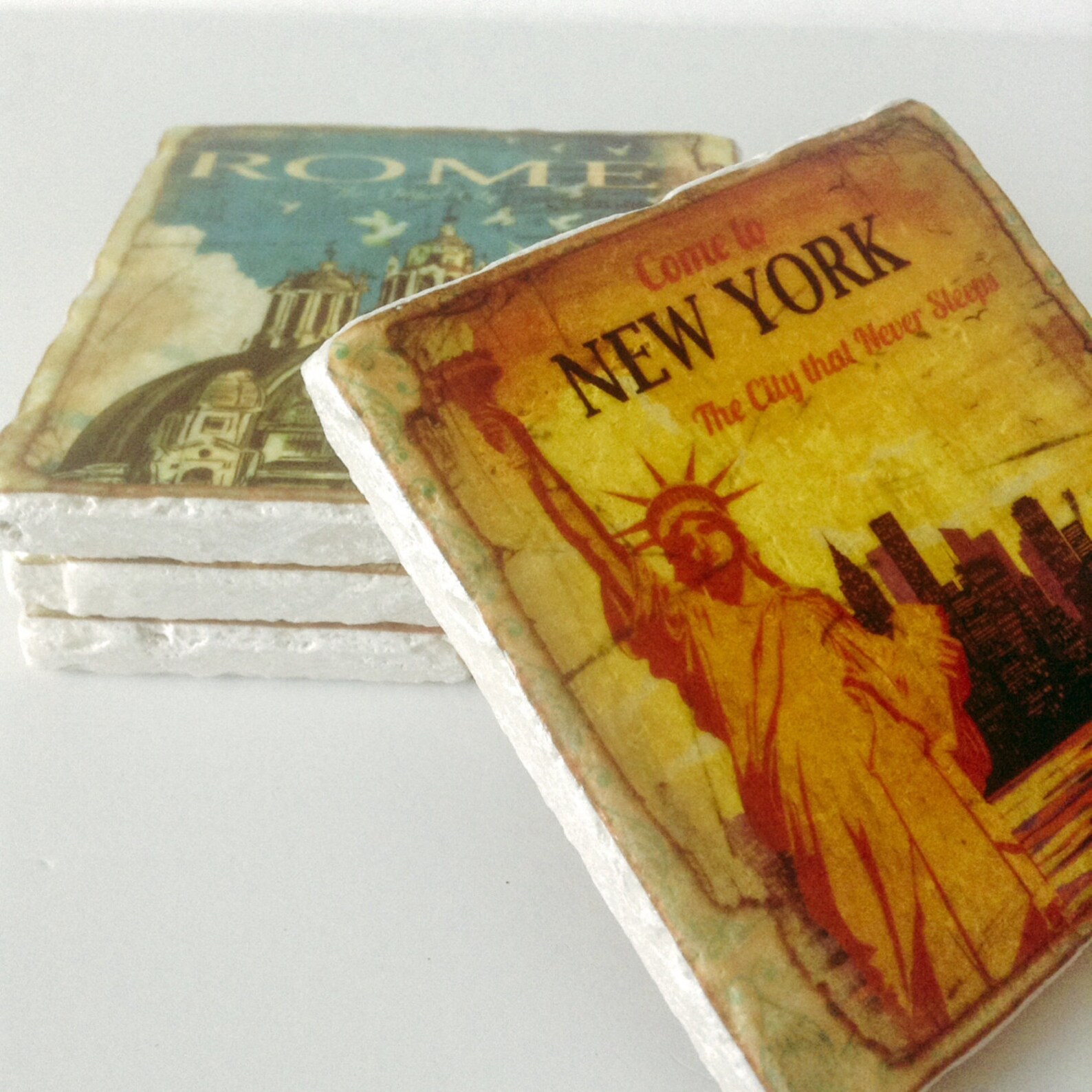 Travel Coasters NYC London Rome Paris Famous Cities | Etsy