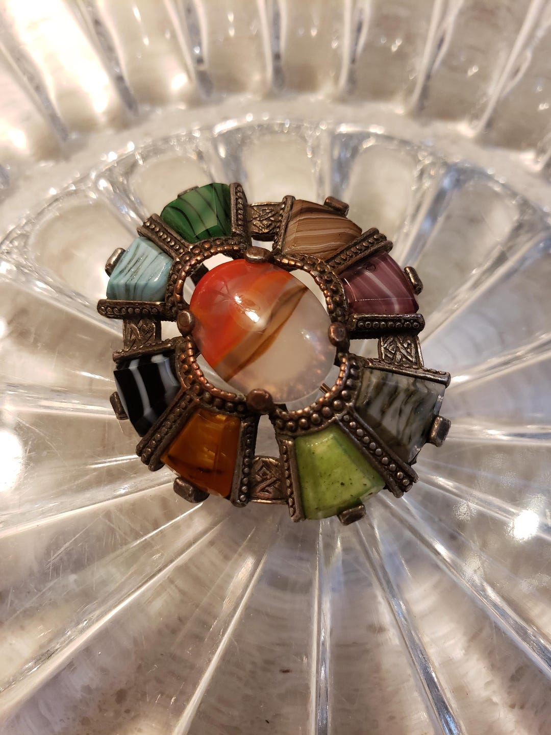 Vintage Miracle Semiprecious Stone Brooch - Etsy