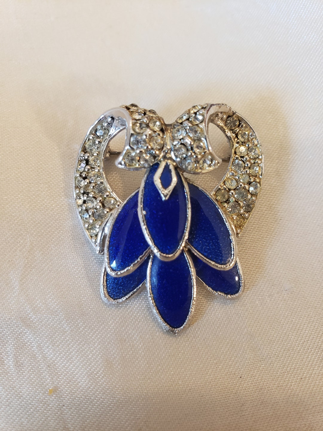 Rhinestone and Enamel Raphael Brooch - Etsy