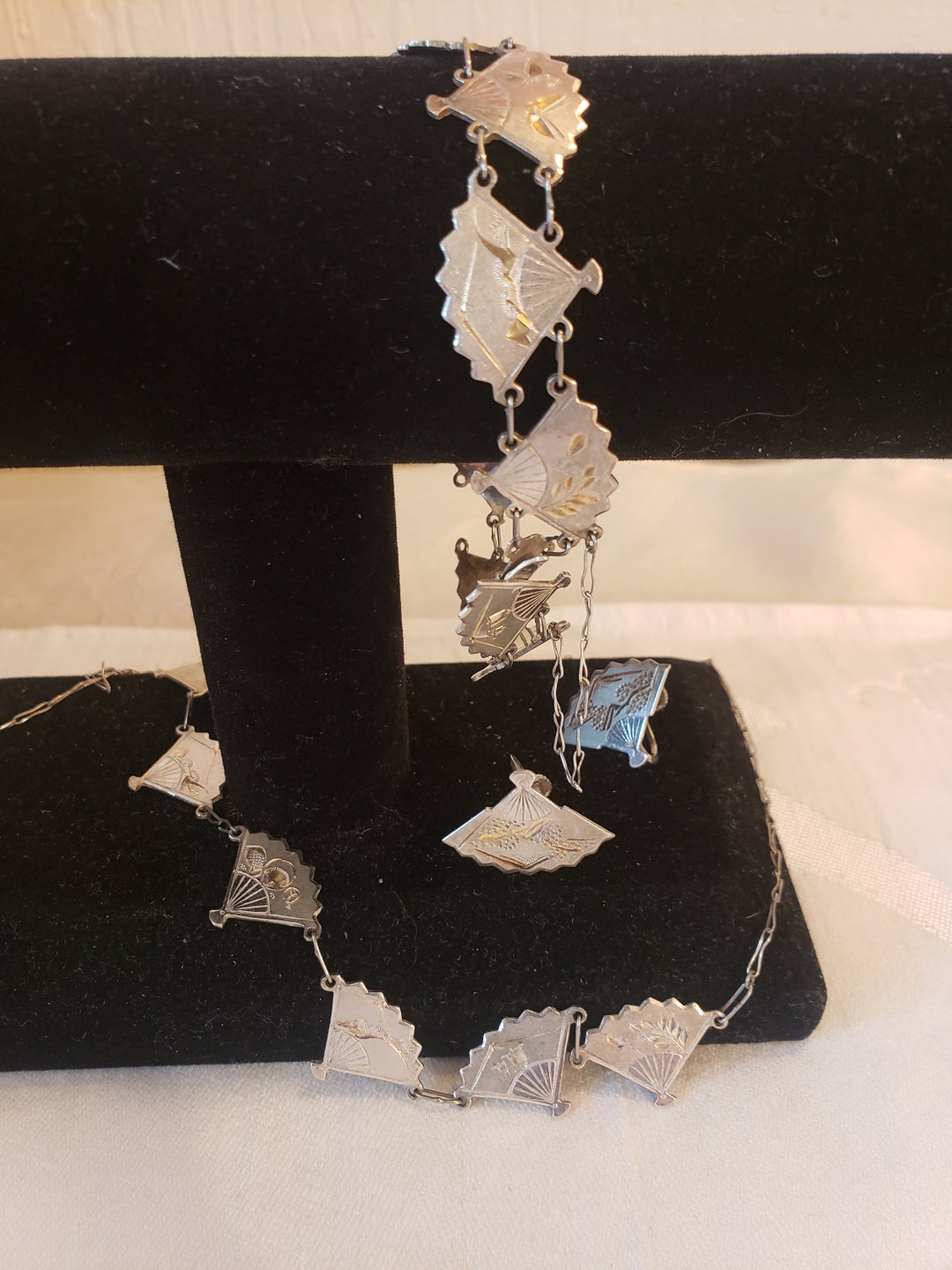 Vintage Japanese Amita Fan Shaped Silver Parure Set - Etsy