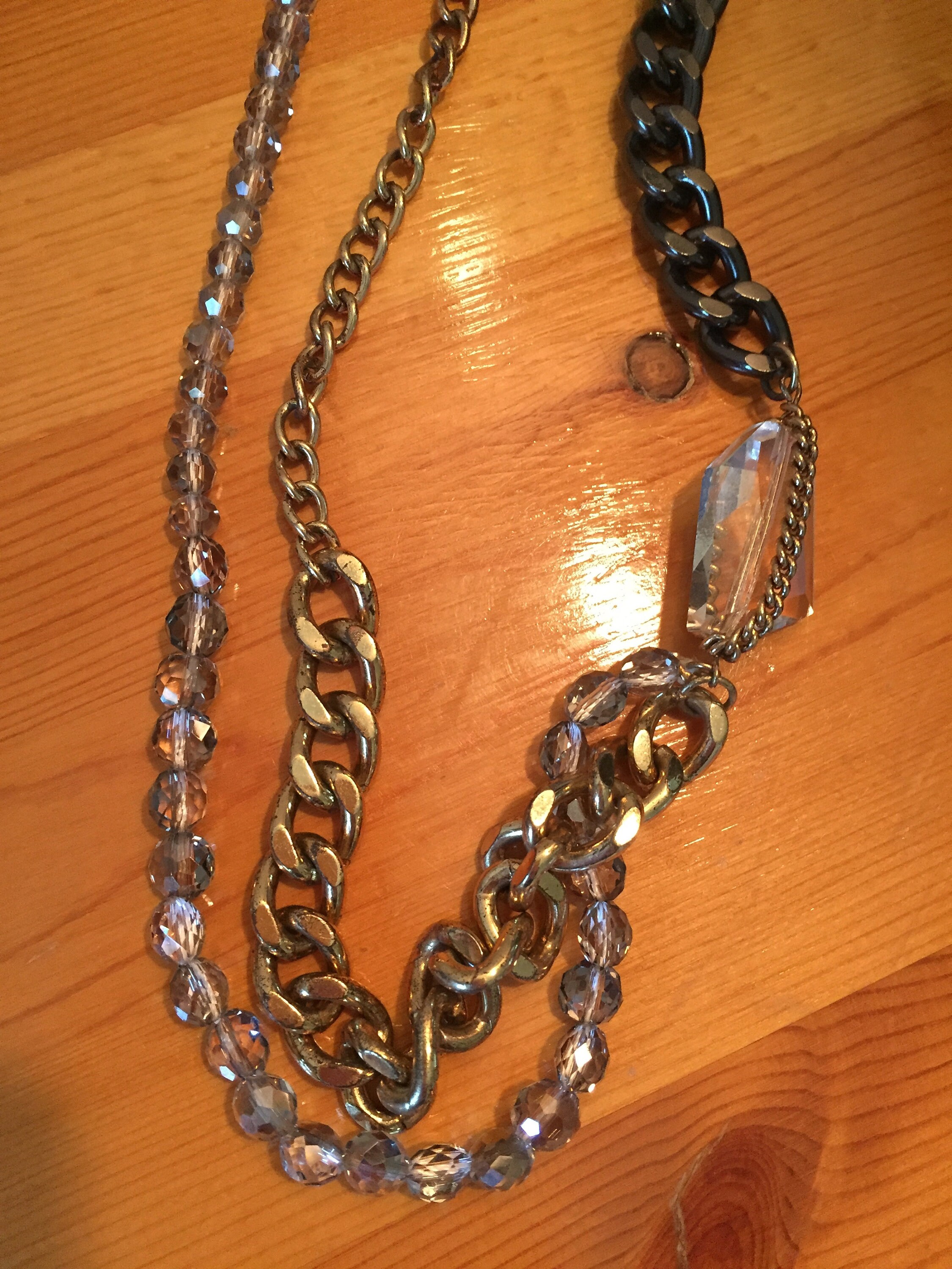 Vintage Kenneth Cole Necklace Two-Strand Chain & Crystal | Etsy