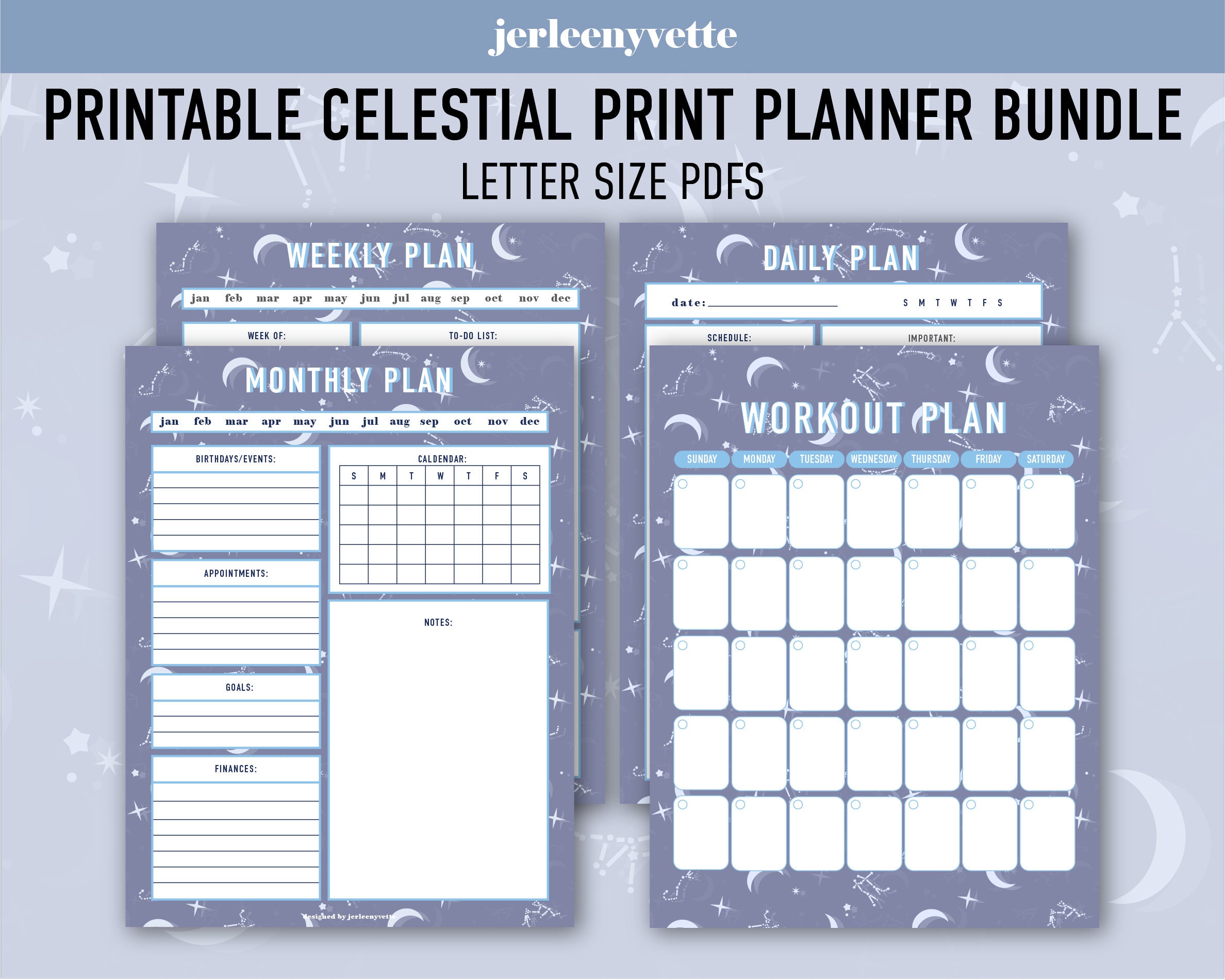 Celestial Pattern Planner Bundle Daily, Weekly, & Monthly Planner ...