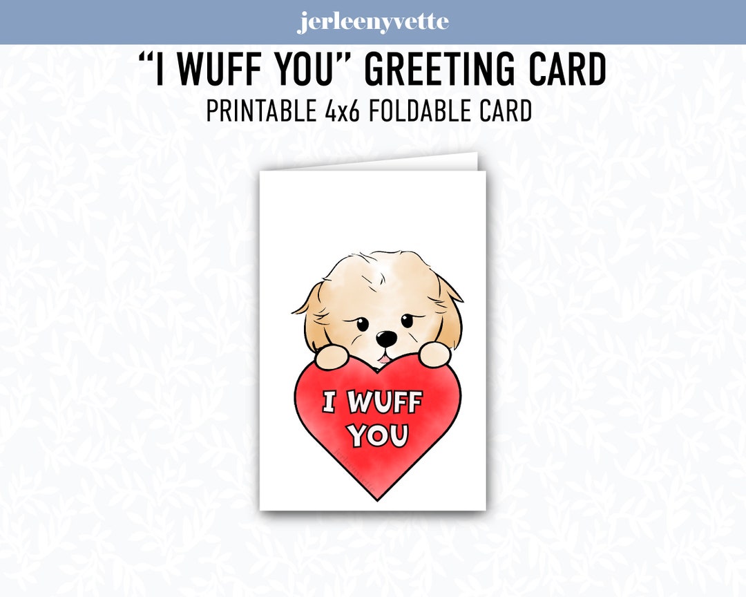 I Wuff You Hunde Grußkarte zum Ausdrucken ShihPoo Grußkarte - Etsy.de