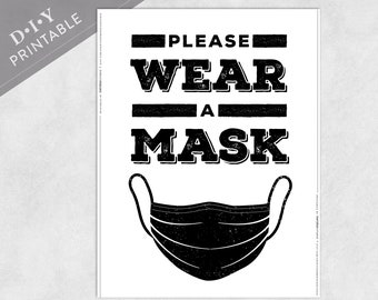 Please Wear a Mask Printable Poster 8.5x11 Pdf | Etsy