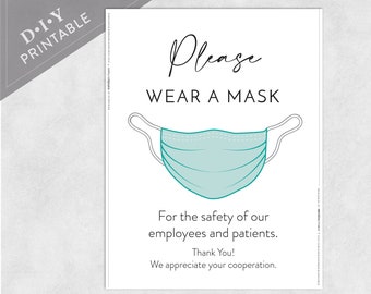 Please Wear a Mask Printable Poster 8.5x11 Pdf | Etsy