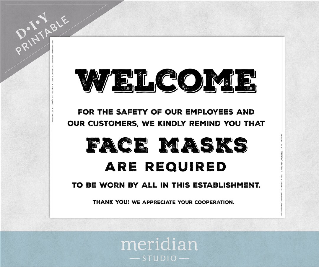 Face Mask Required Welcome Back Printable Poster 11x8.5 - Etsy