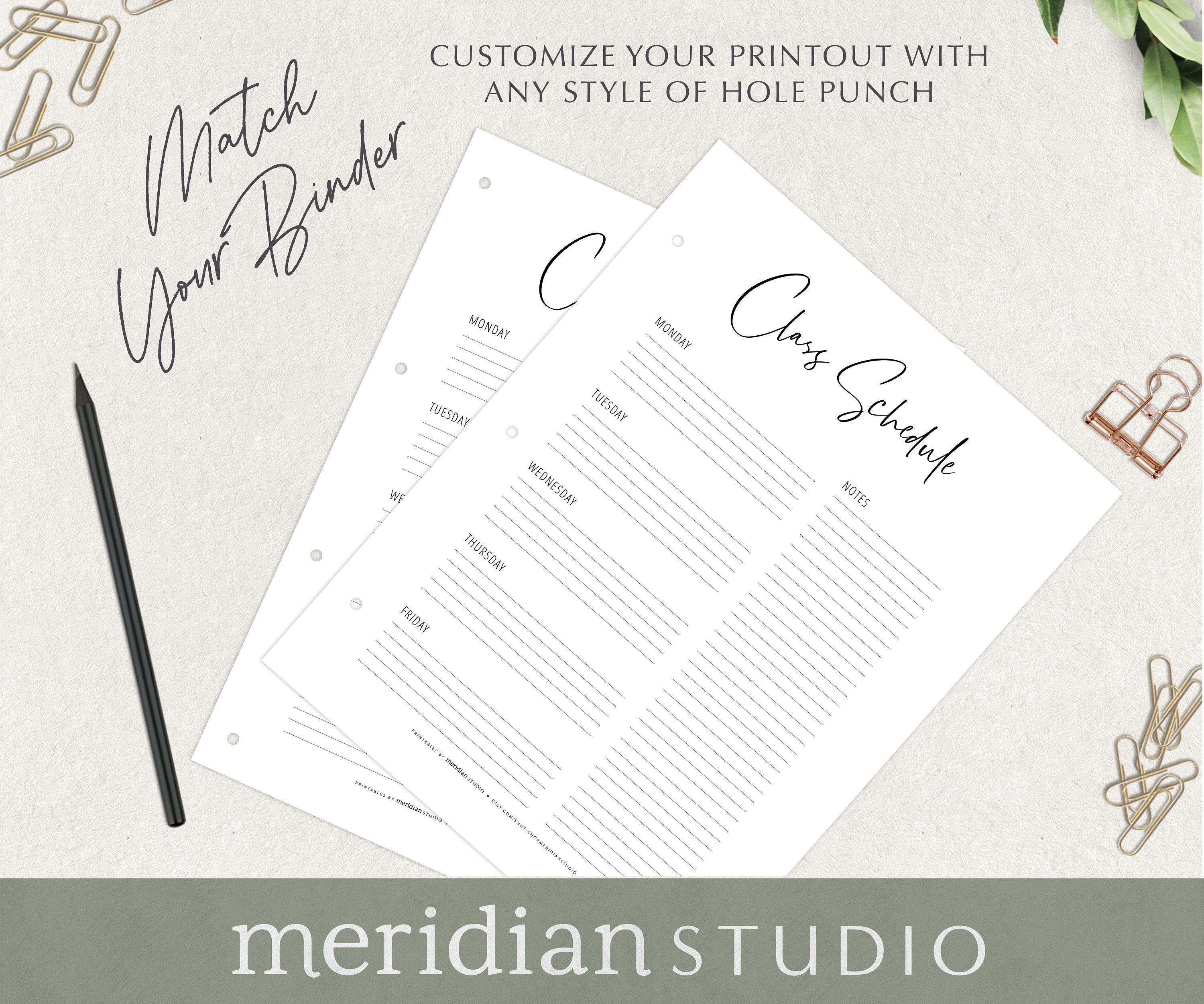 Minimalist Class Schedule Weekly Planner Printable | Etsy