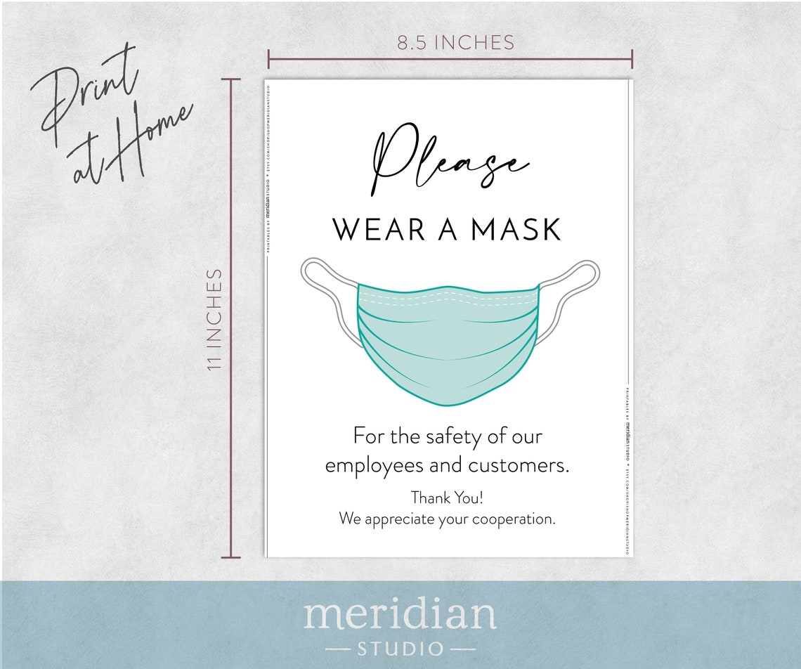 Please Wear a Mask, Printable Poster 8.5x11 Pdf - Etsy