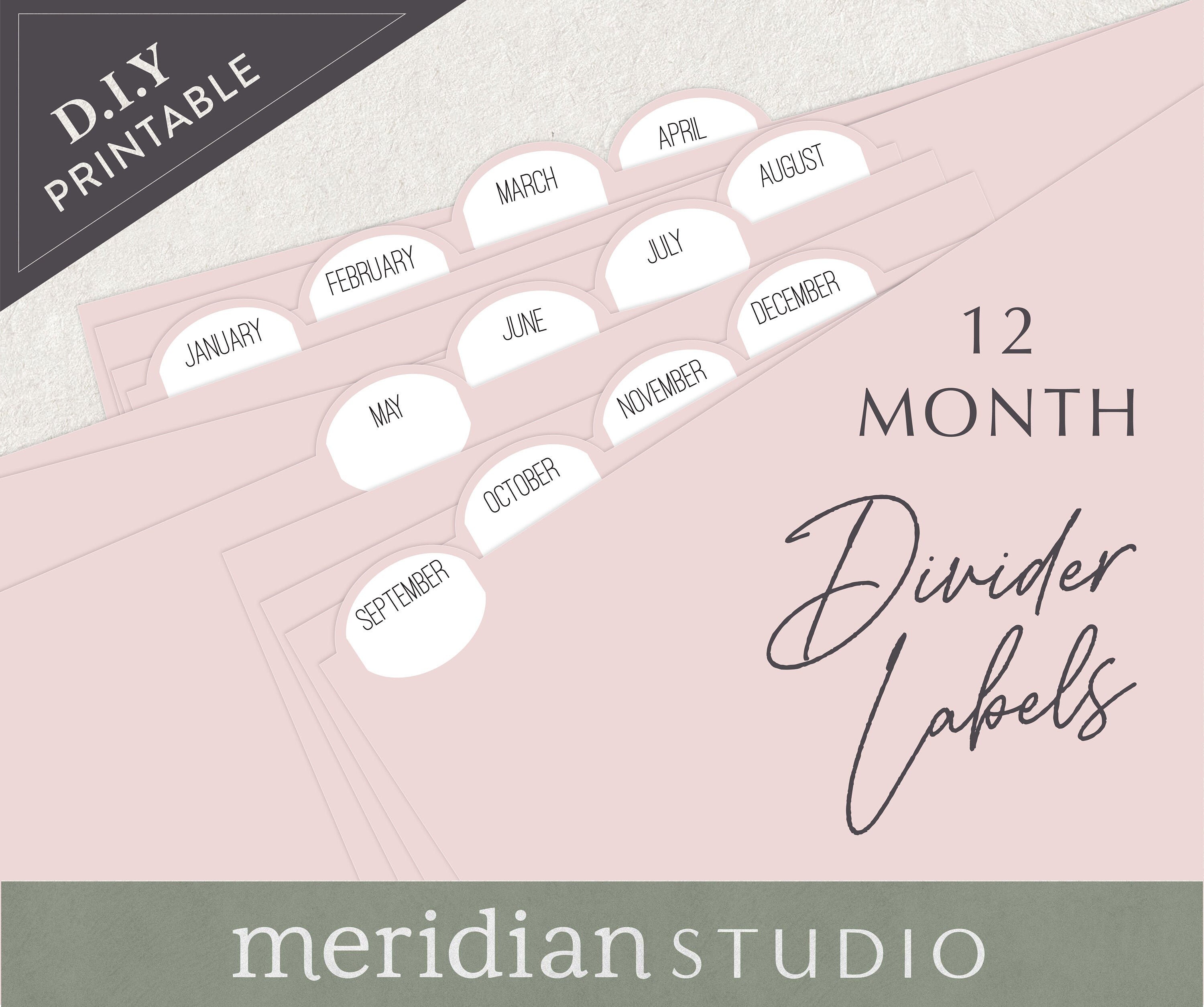 12-month Binder Section Divider, Printable PDF for Avery Template 11291 ...