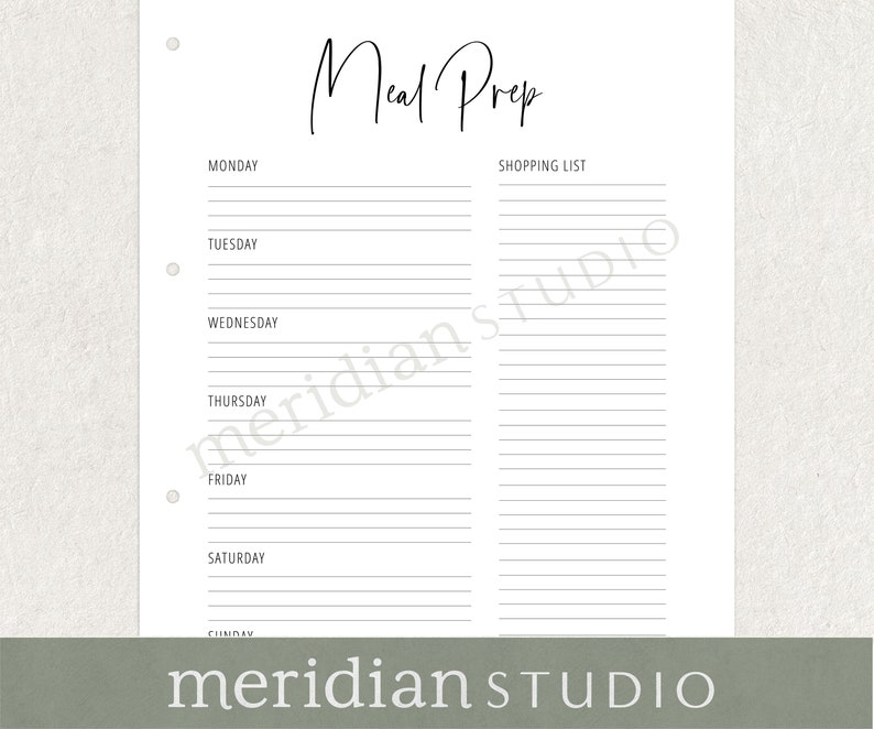 Weekly Meal Prep Planner Printable - Etsy
