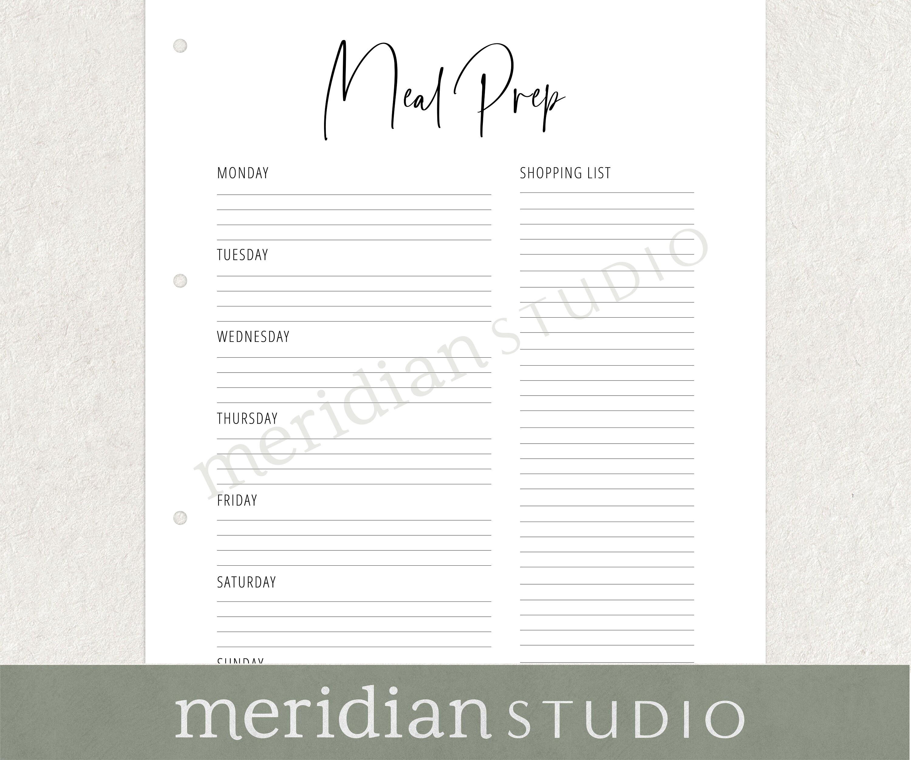 Weekly Meal Prep Planner Printable | Etsy