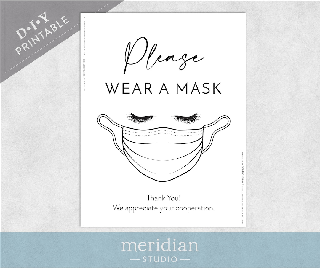 Please Wear a Mask, Printable Poster 8.5x11 Pdf - Etsy