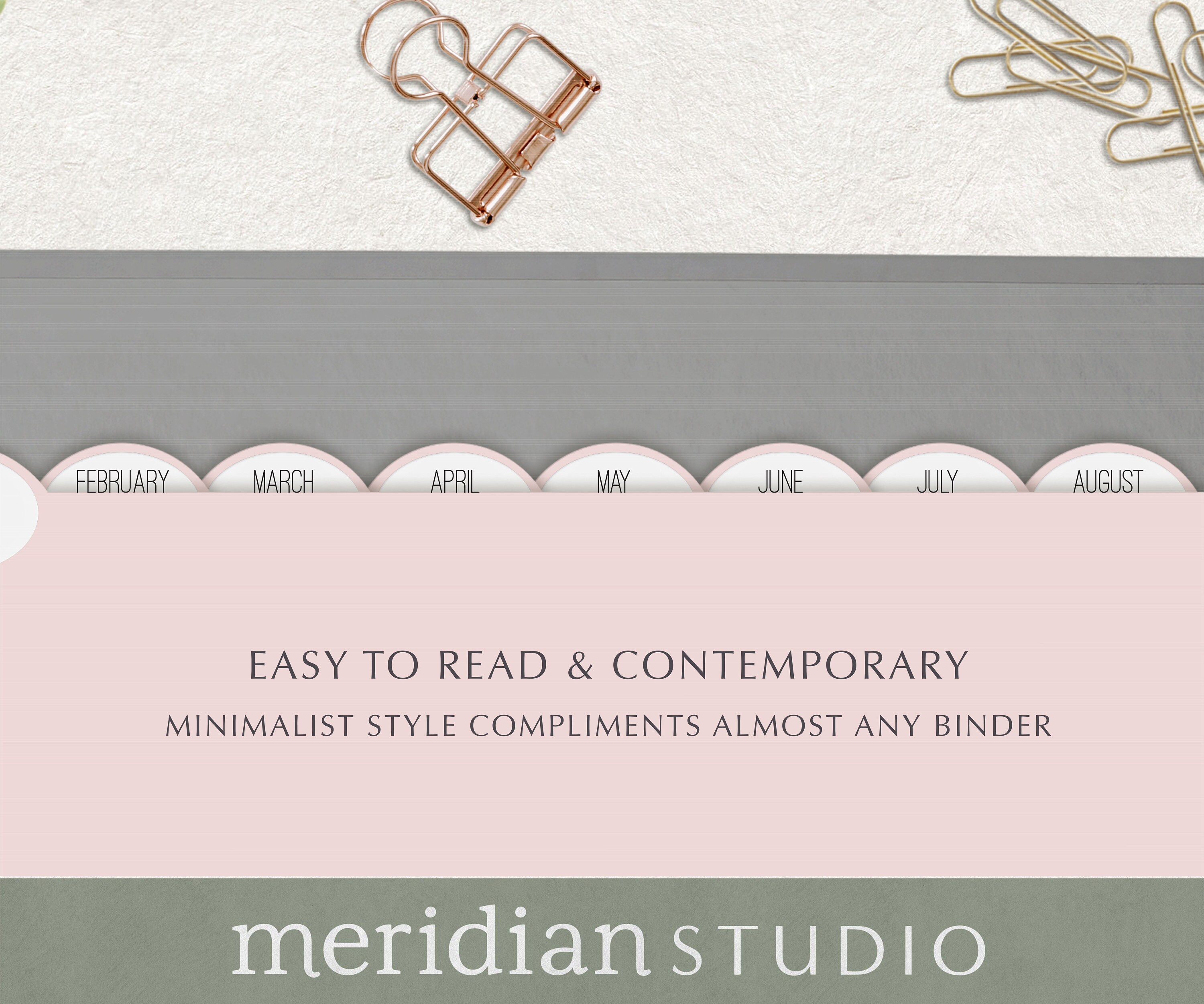 Buy 12-month Binder Section Divider, Printable PDF for Avery Template ...