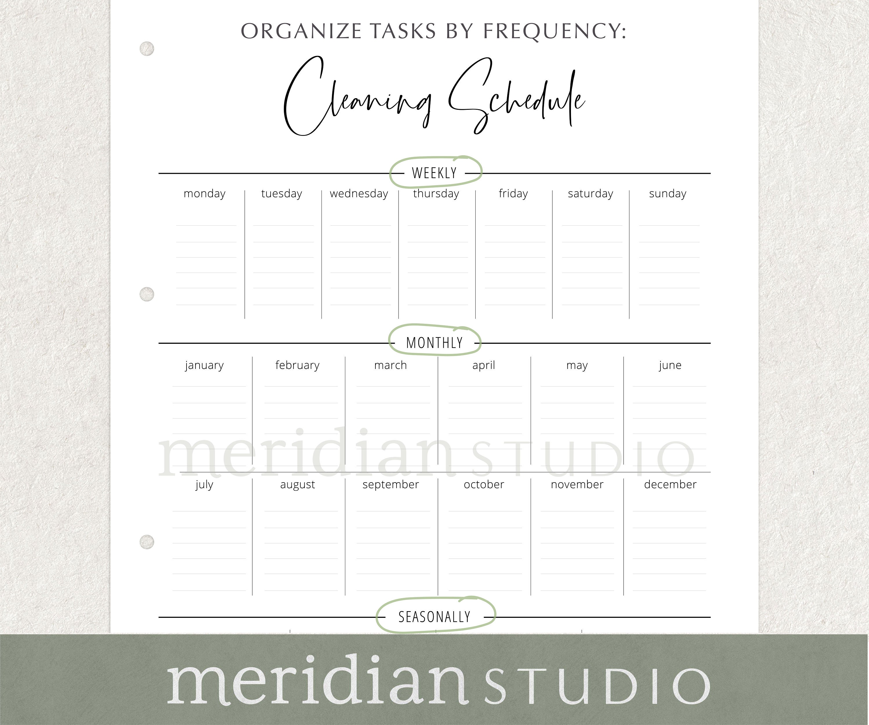 Cleaning Schedule Organize Tasks by Day / Week / Month / | Etsy