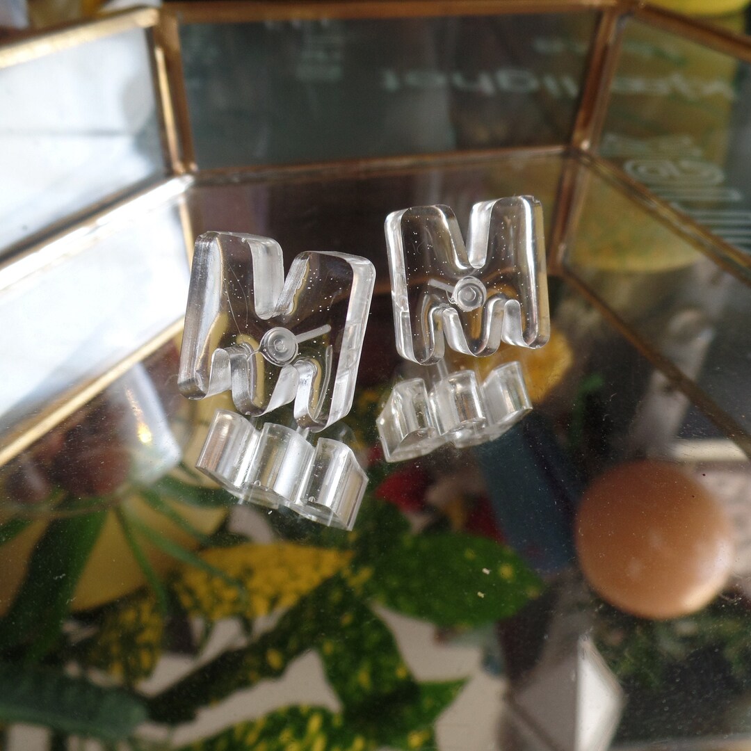 Clear Rounded Initial Letter M Stud Earrings Alphabet Letter - Etsy