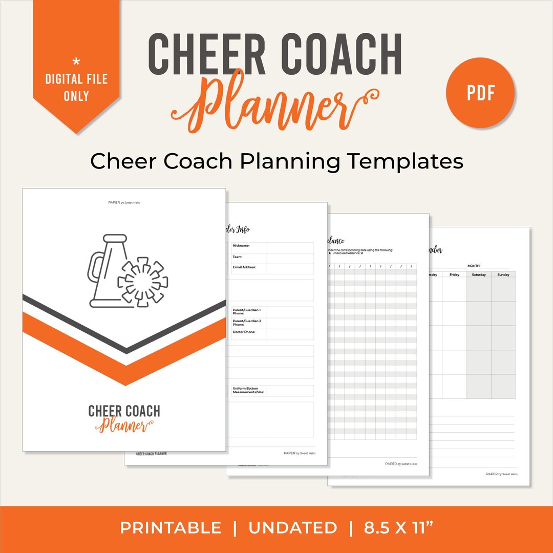 Cheer Coach Planner, Cheer Routine Planner, Coaching Binder ...