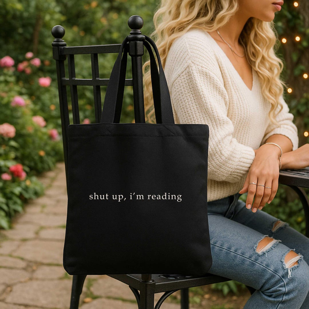 Book Tote. Embroidered Reading Bag. Soft Canvas Embroidered Tote Bag ...