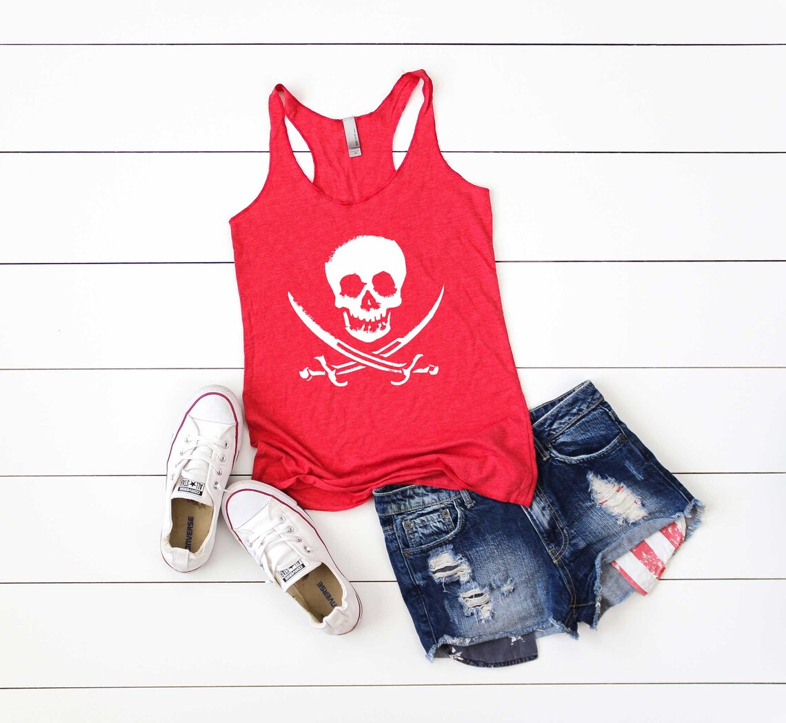 Pirate Shirt. Skull Tank Top. Super Soft and Comfy Tri-blend Racerback ...