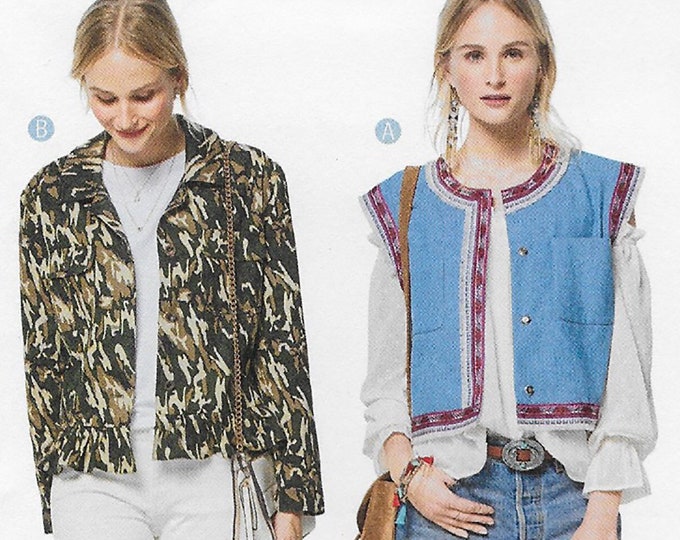 Burda 6407 Women Waist Length Jacket & Vest Sewing Pattern Size 8-18 ...