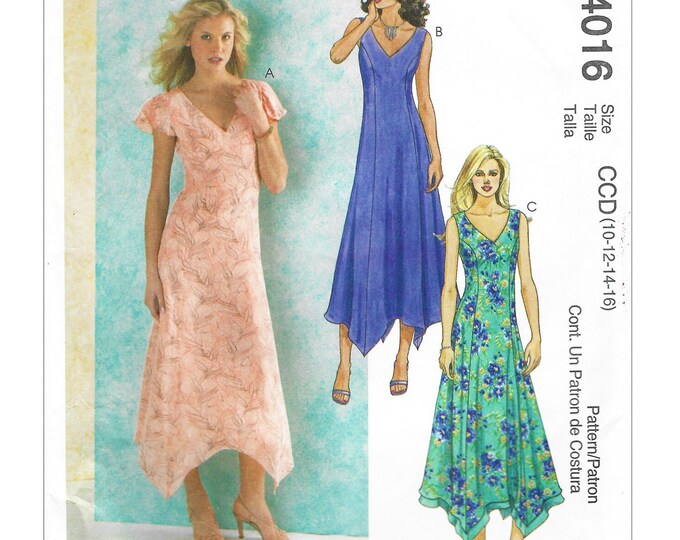 Sewing Pattern Mccalls 4016 Misses Princess Seams Handkerchief Hemline ...