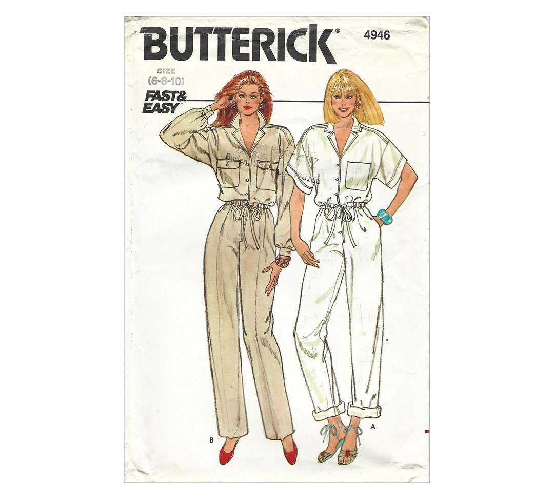 Vintage 1980s Sewing Pattern Butterick 4946 Misses Button Front Tapered ...