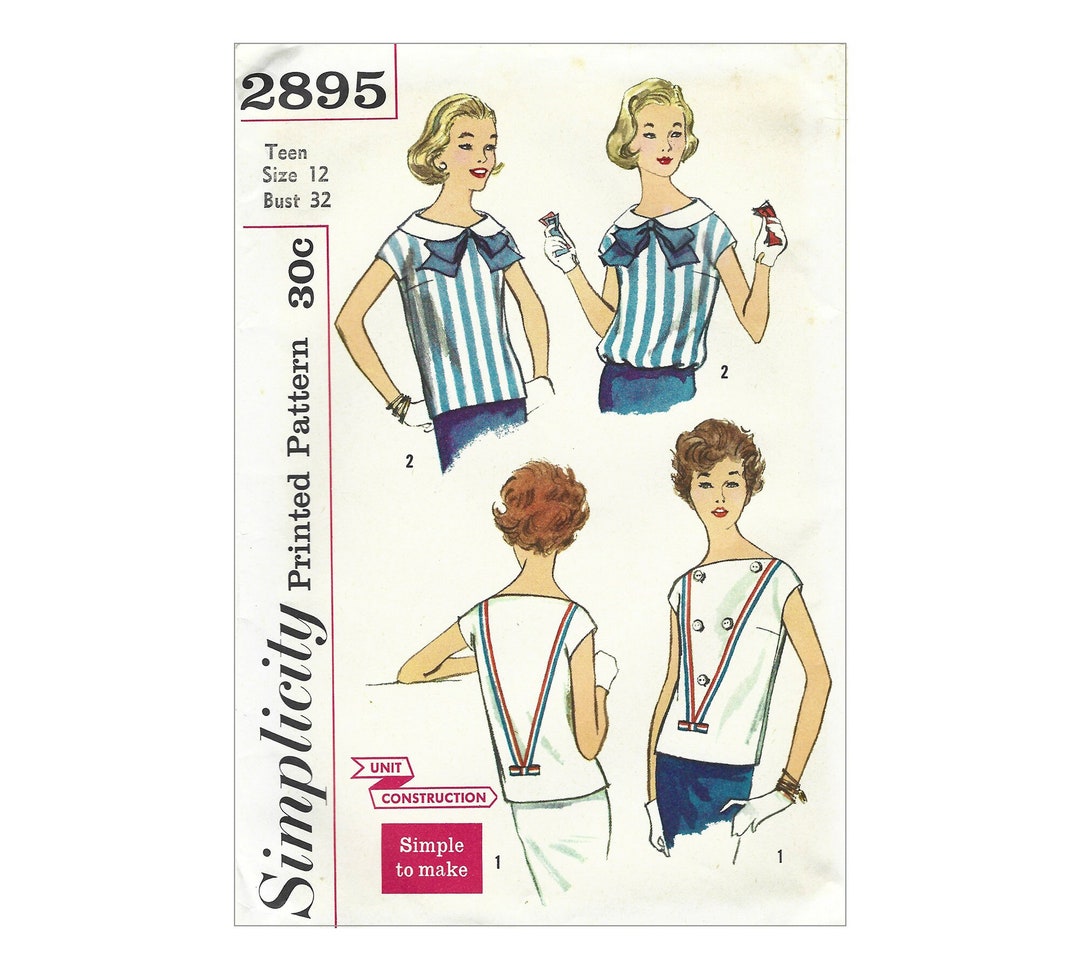 Vintage 1950s Sewing Pattern Simplicity 2895 Teen Misses Extended ...