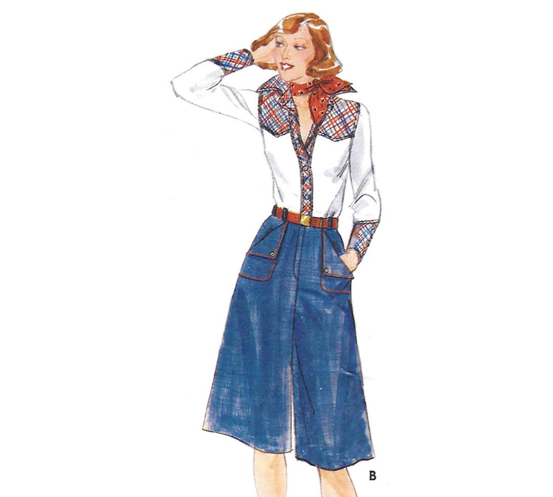 Vintage 1970s Sewing Pattern Butterick 4918 Misses Shirt & Culottes ...