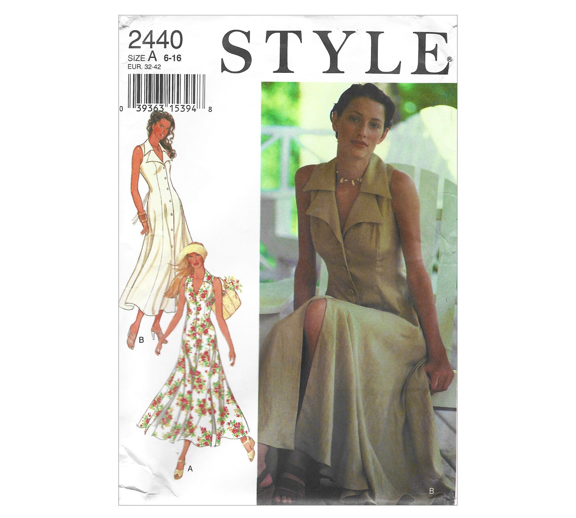 1990s Sewing Pattern Style 2440 Women Sleeveless Princess Seams Dress ...