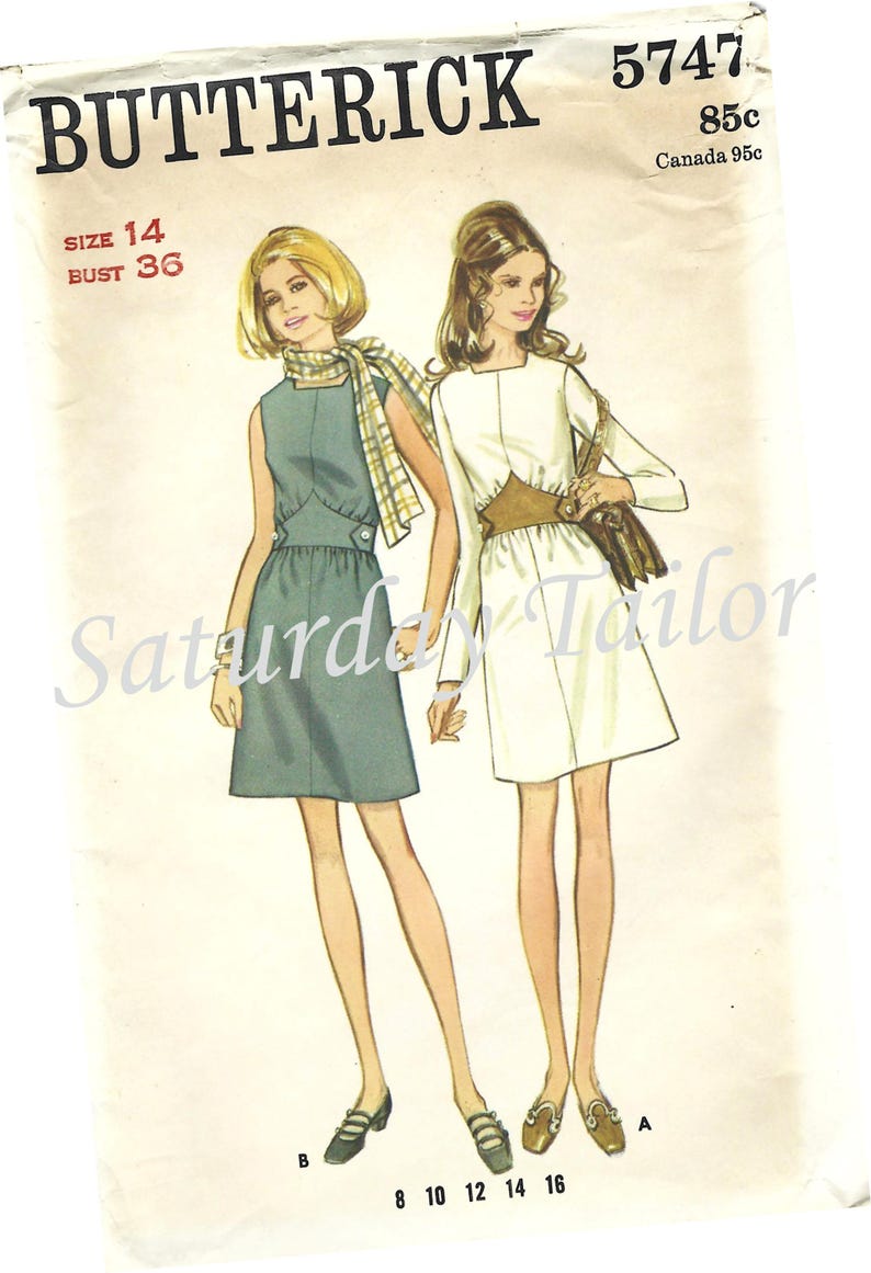Vintage 1960s Sewing Pattern Butterick 5747 Misses Slightly Bloused ...