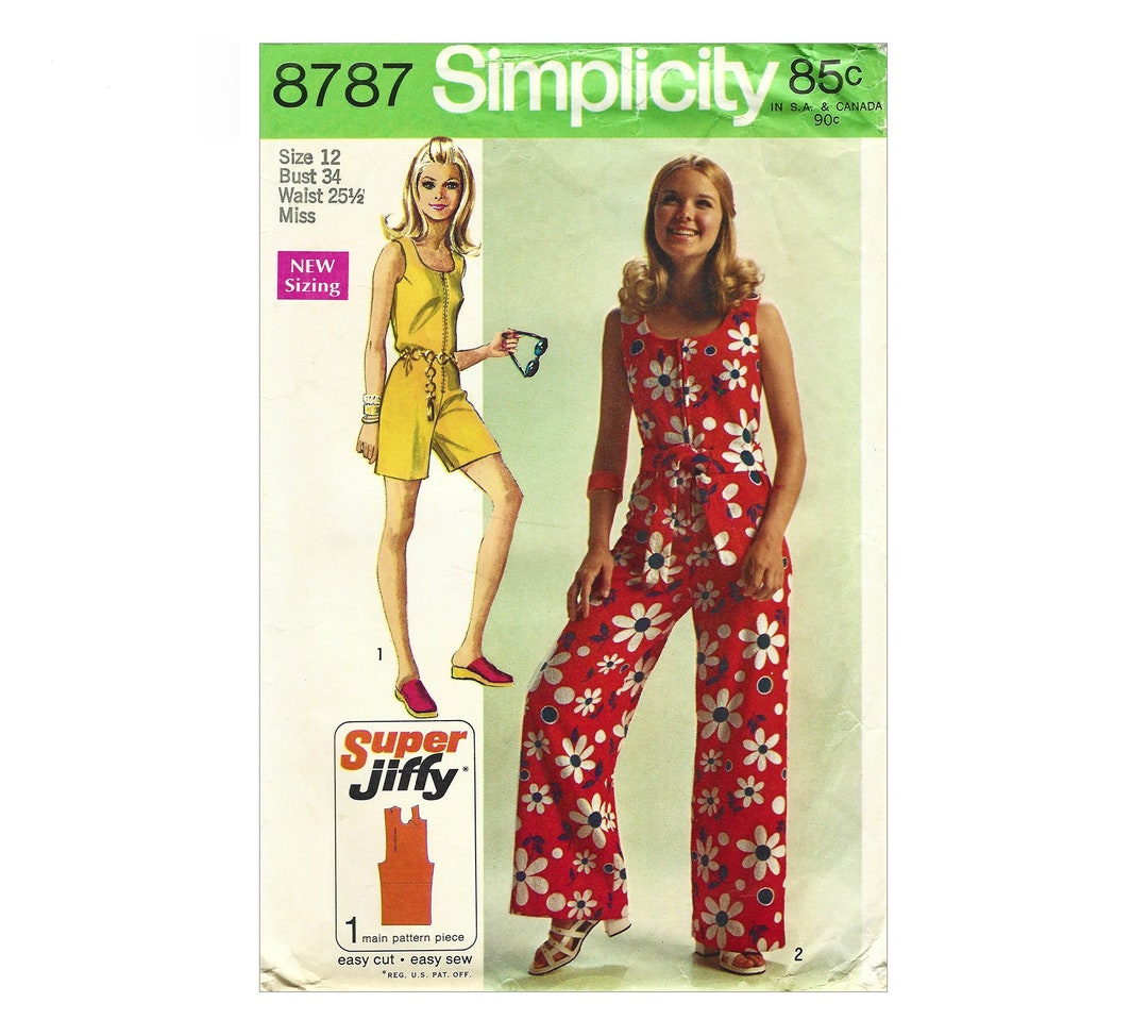 Vintage 1970s Sewing Pattern Simplicity 8787 Misses Sleeveless Zip ...