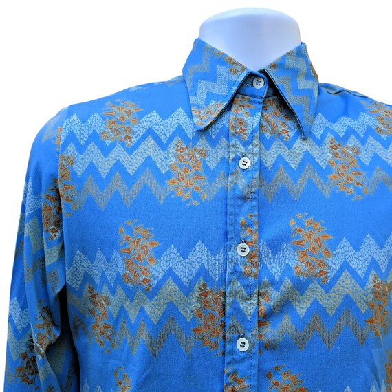 Vintage 1960 or 70's blue and brown pattern long coll… - Gem