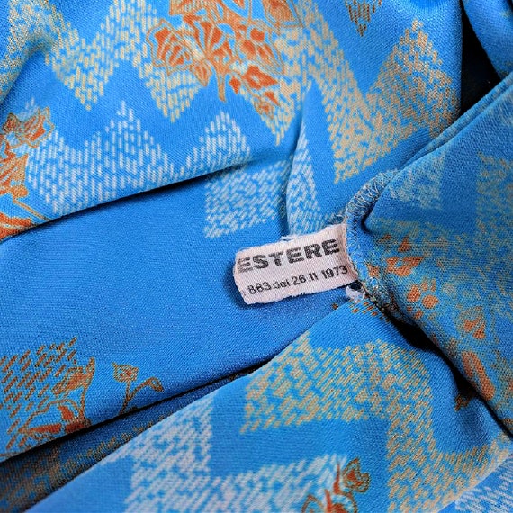 Vintage 1960 or 70's blue and brown pattern long coll… - Gem