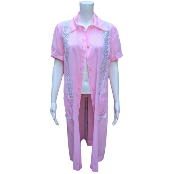 Vintage 1960's Pink Cotton Blend Smock / Hospital Gow… - Gem