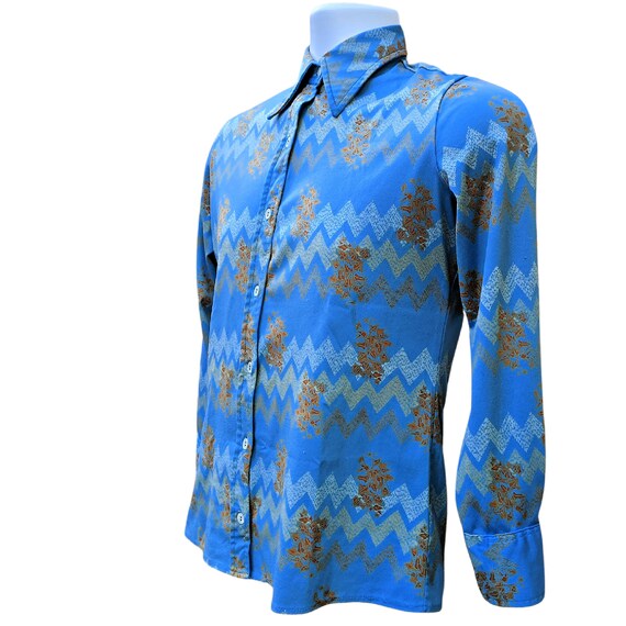Vintage 1960 or 70's blue and brown pattern long coll… - Gem