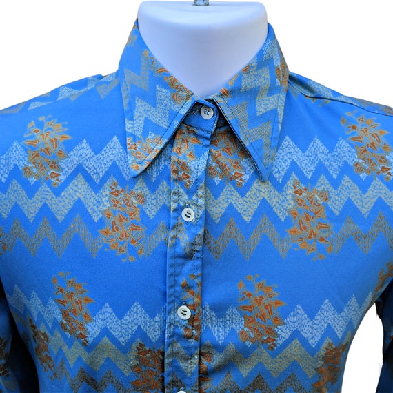 Vintage 1960 or 70's blue and brown pattern long coll… - Gem