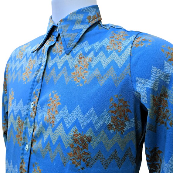 Vintage 1960 or 70's blue and brown pattern long coll… - Gem
