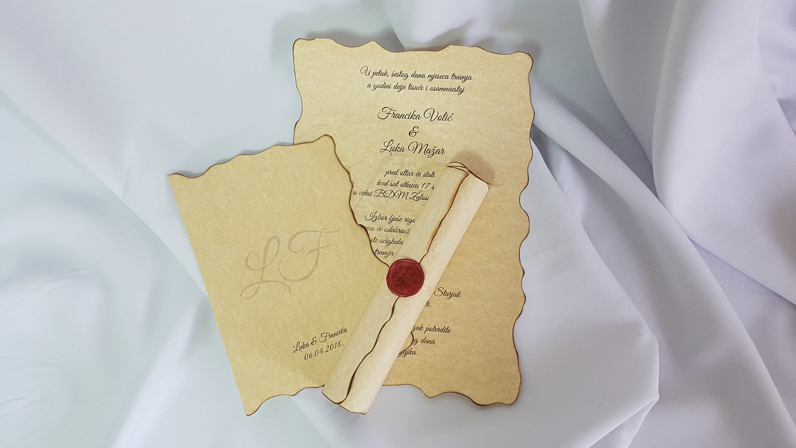 Vintage Wedding Scroll Invitation Handmade With Wax Seal Stamp, 10-20 ...