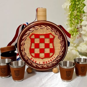 Croatian Cuturica, Size M, 250ml, Old Grb, Wooden Flask, Customized for ...