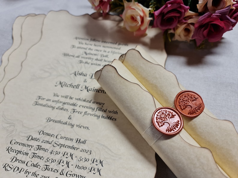 Vintage Wedding Scroll Invitation Handmade With Wax Seal - Etsy